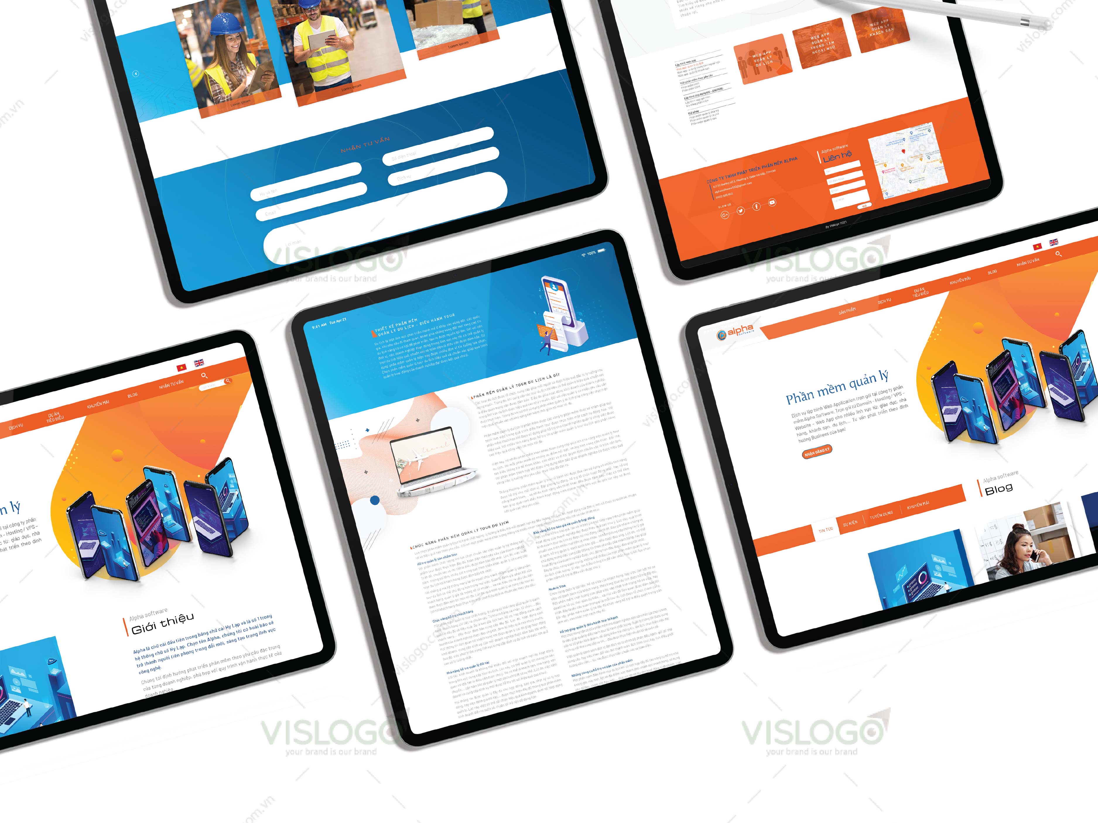 Thiết kế logo, nhận diện thương hiệu, website ALPHA SOFTWARE